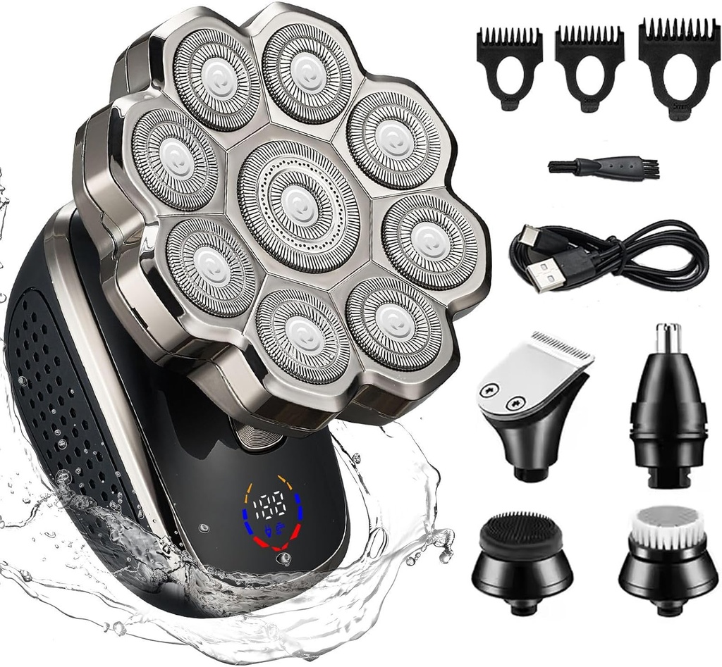 Head Shavers for Men, 2025 Upgraded 9D Magnetic 5-in-1 Electric Men ...